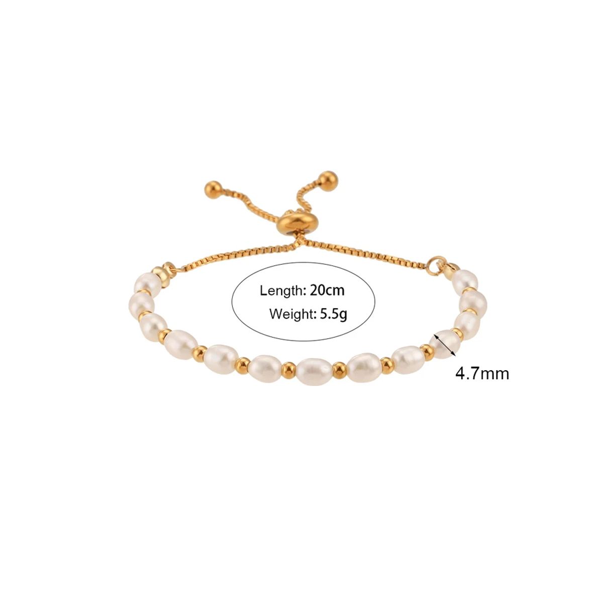 Shop Elegant Freshwater Pearl & Gold Bead Adjustable Chain Bracelet For ...