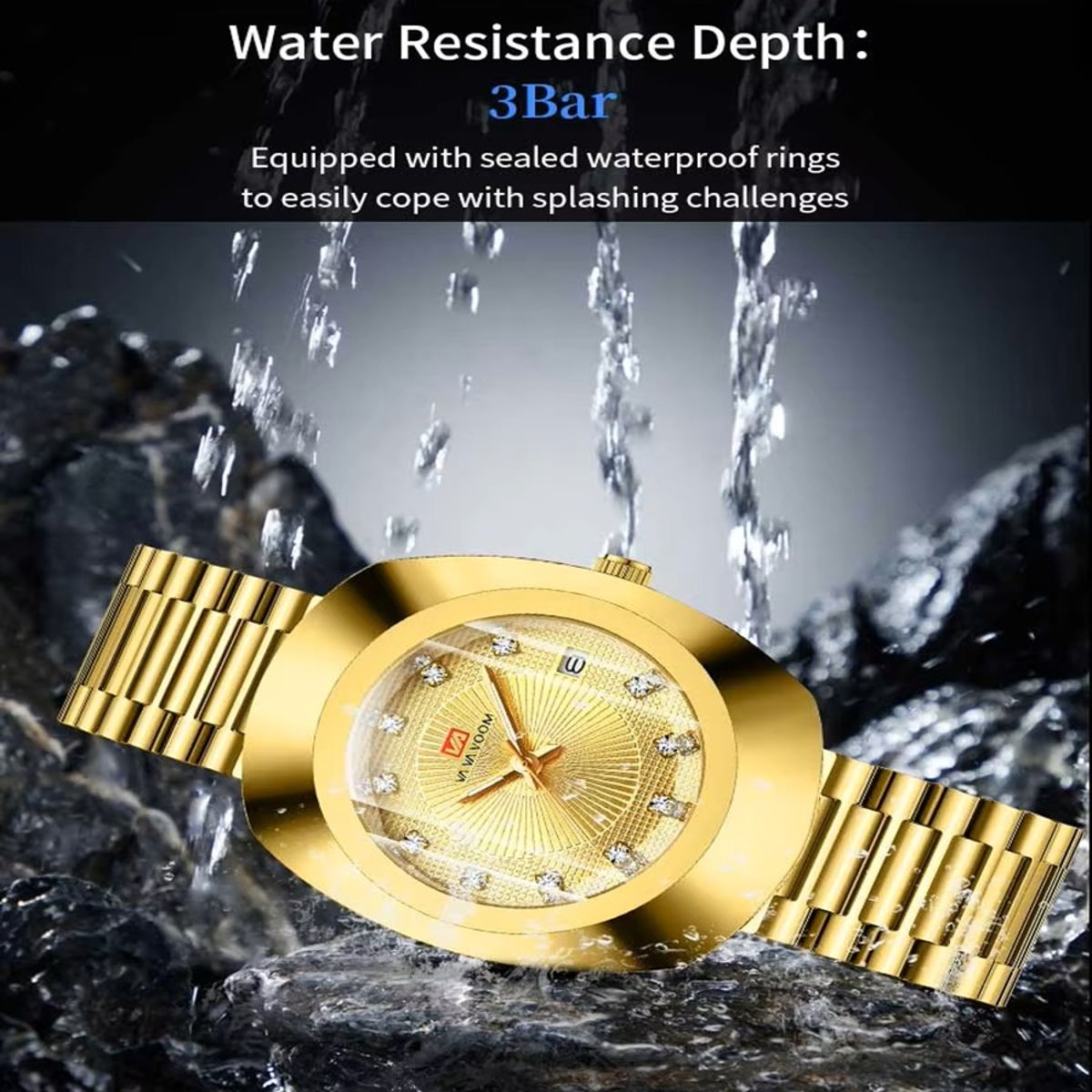 Shop Luxury Oval Quartz Watch With Gemstone Design And Diamonds For Men ...