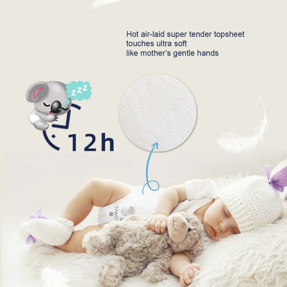 Aiwibi Premium Baby Diaper M (6-11KG) 62 Pieces | LaLaBix