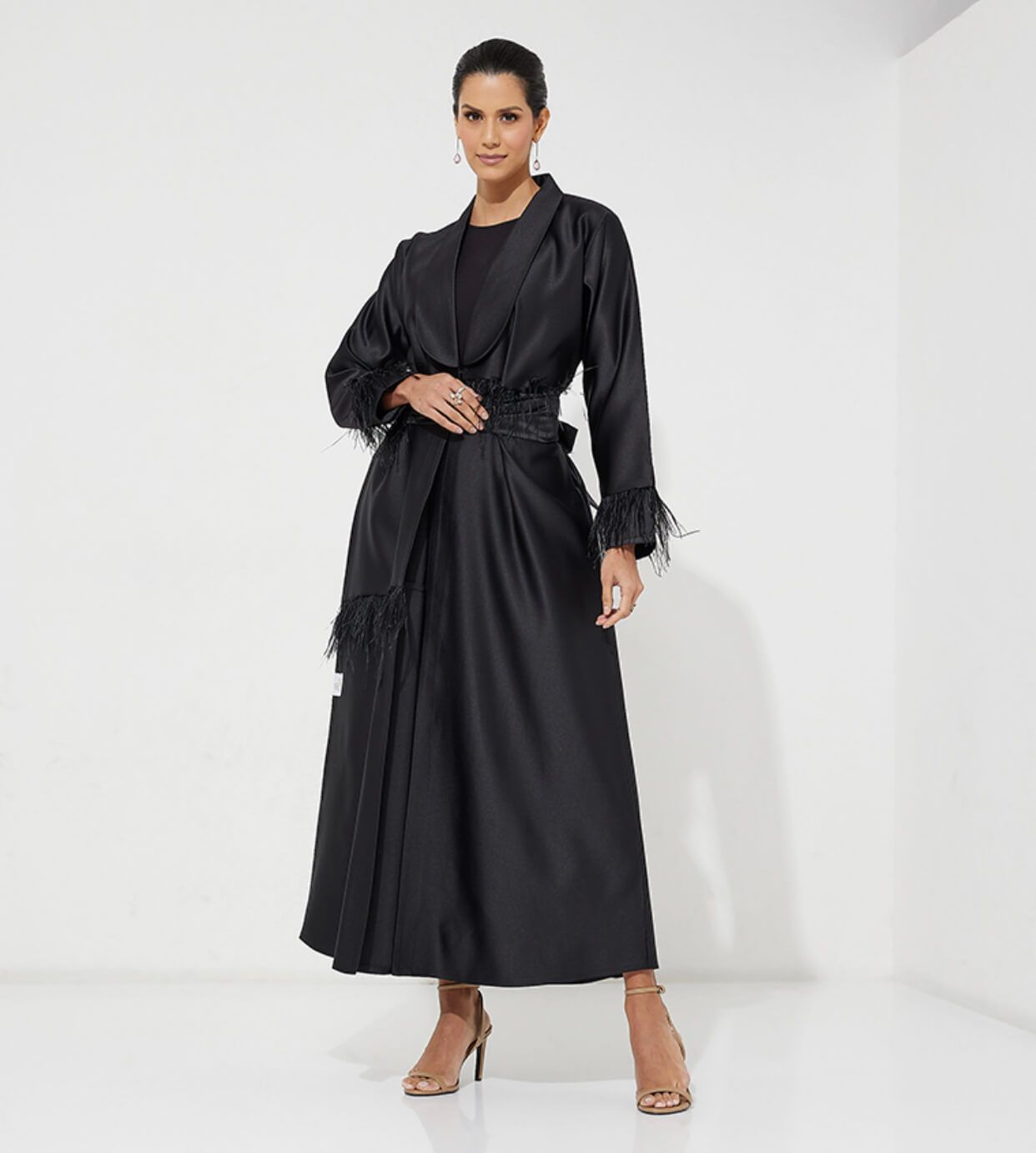 Shop Feather Jacket Abaya For Women Online In UAE